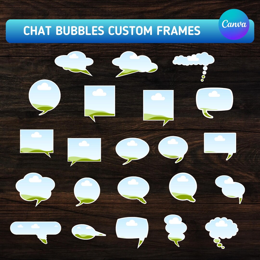 Chat Bubbles Custom Canva Frames Bundle | 22 Items Speech Comic Bubbles ...