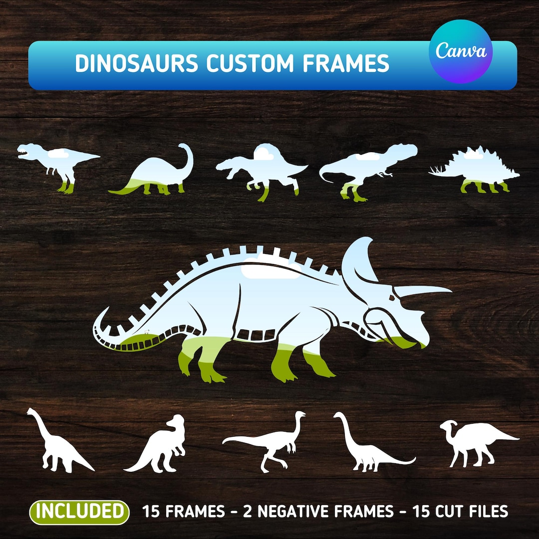 Dinosaurs Custom Canva Frames, Cut Files, Editable Frames Template - Etsy