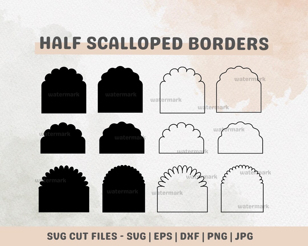 Scalloped Border Shapes: Vector Cut Files (svg, Eps, Dxf, Png, Jpg) - Etsy