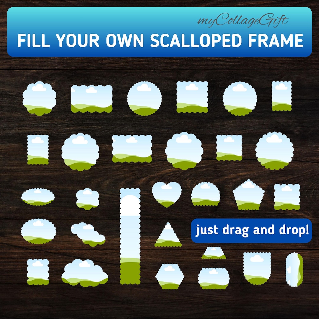 Scalloped Canva Frames Set With 30 Items - Easy Drag and Drop ...