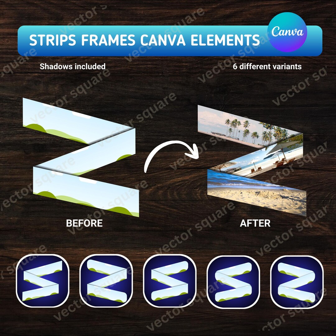 6 Strips Canva Frames Design Elements - Etsy