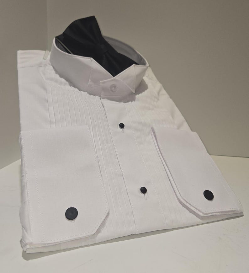 Classic White Tuxedo Shirt: Wingtip Collar, French Cuff Dress Shirt - Etsy
