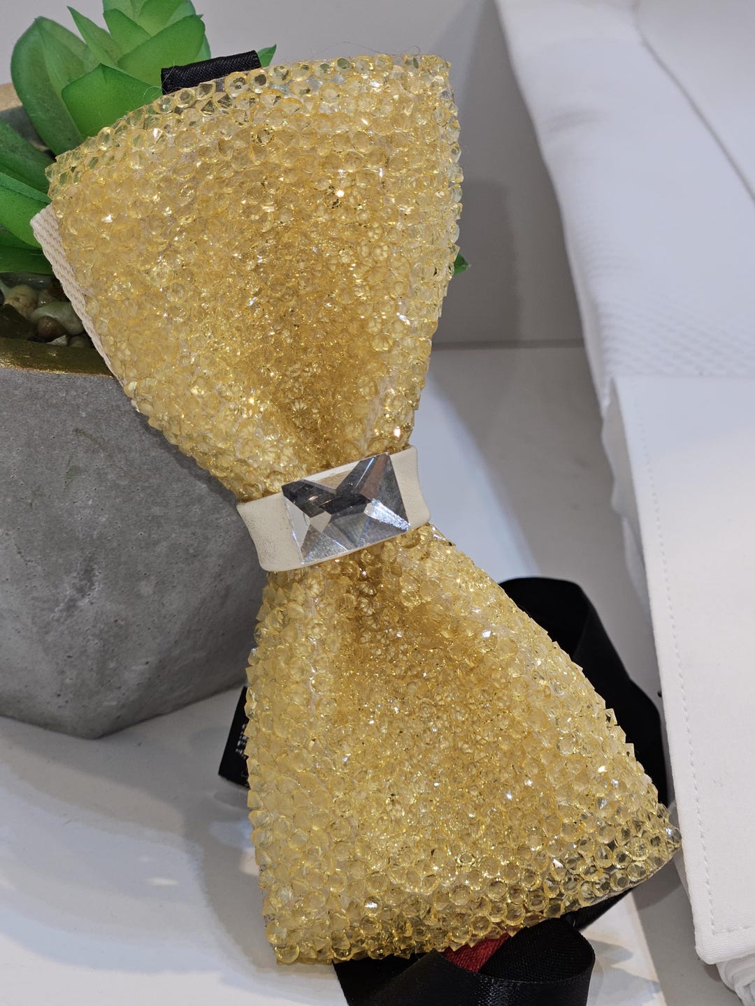 Men's Bling Bow Tie in Buttercup Color Rhinestone Color Novelty ...