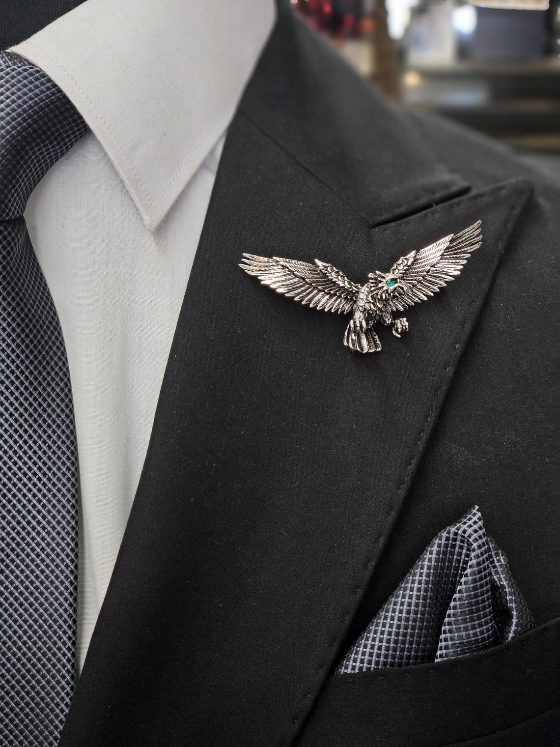Brooch Lapel Pin - Silver Eagle (formal Accessories for Weddings, Prom ...