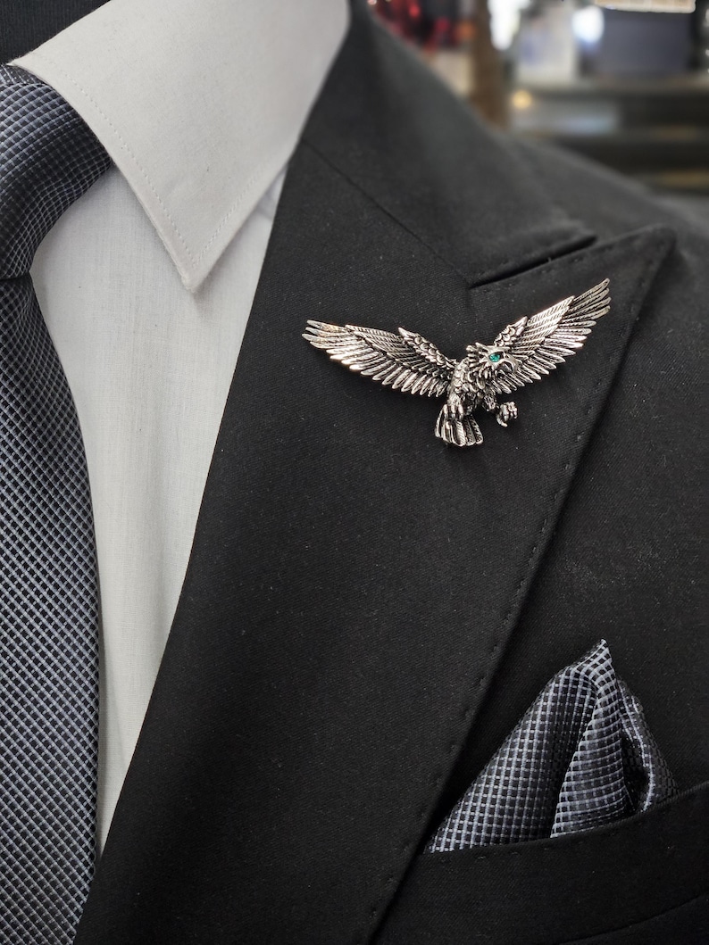 Brooch Lapel Pin - Silver Eagle (formal Accessories for Weddings, Prom ...