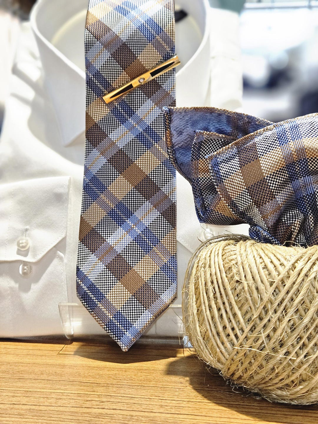 Necktie Set Texture (blue and Tan) Color for Weddings, Proms, Formal ...