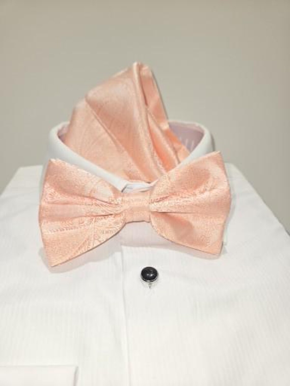 Men's (peach) Color Paisley Texture Bow Tie and Hanky Set - Etsy