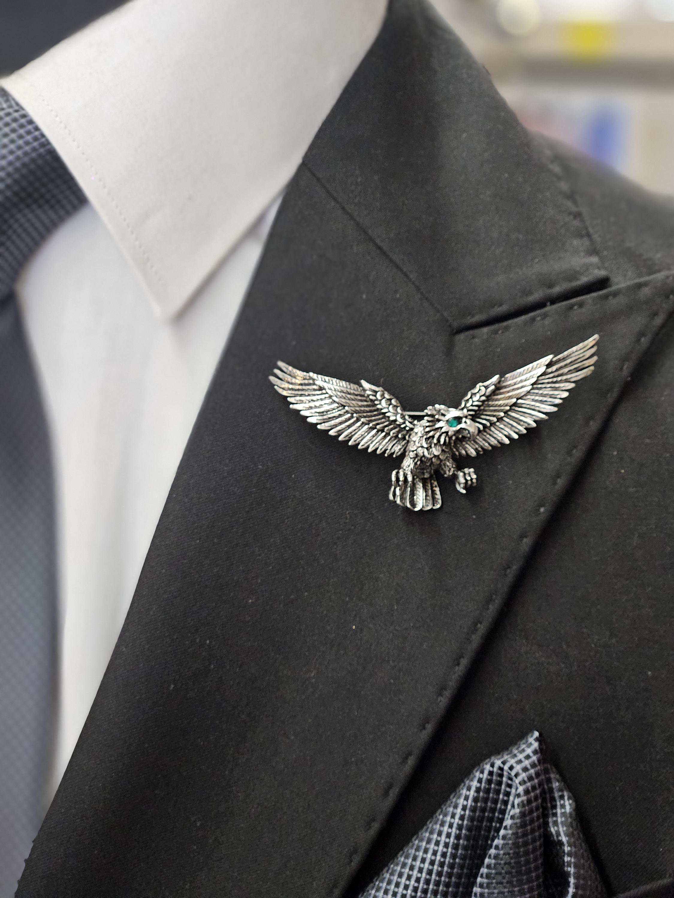 Brooch Lapel Pin - Silver Eagle (formal Accessories for Weddings, Prom ...