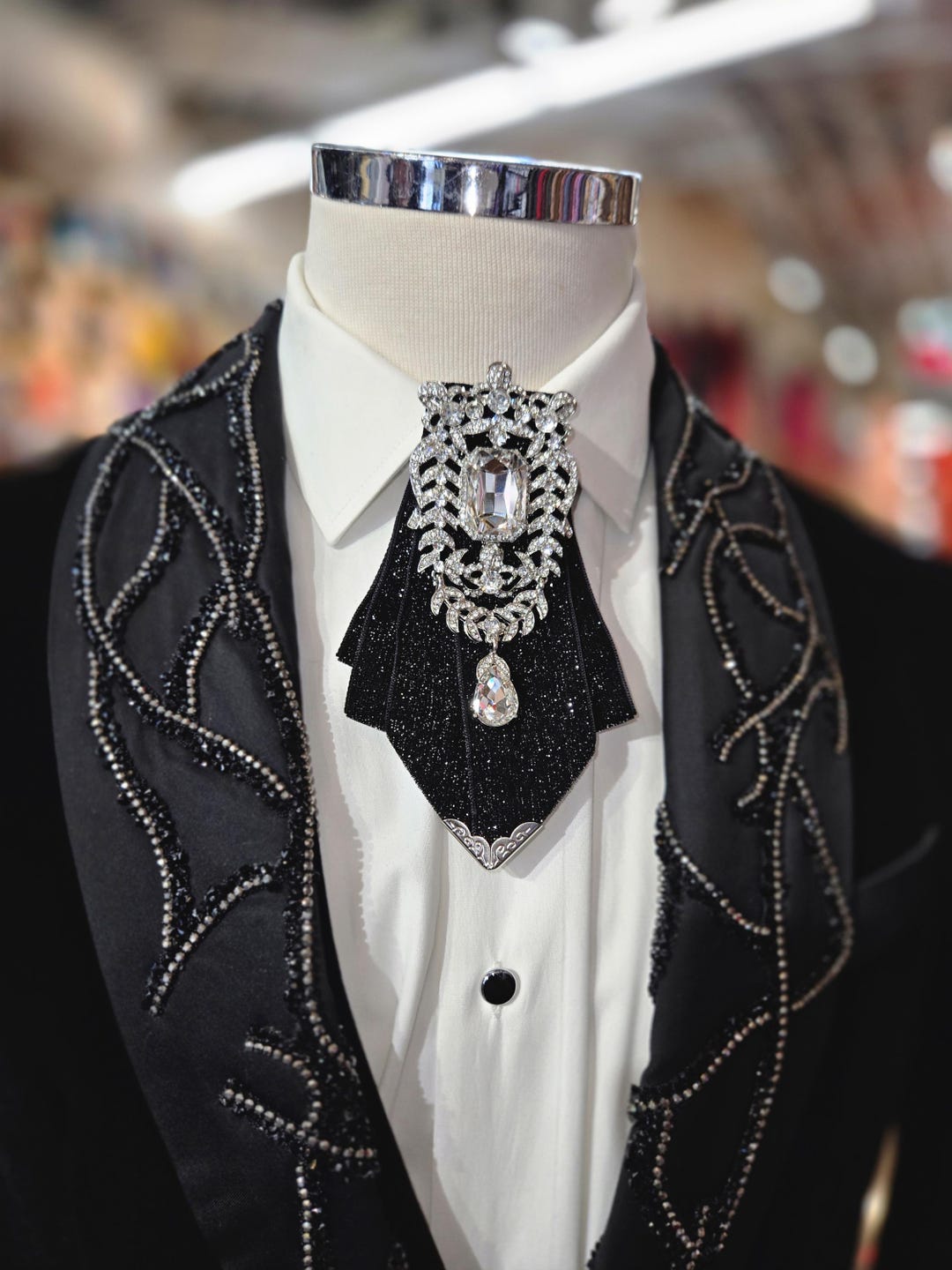 Luxury Crystal Brooch Necktie for Formalwear - Etsy