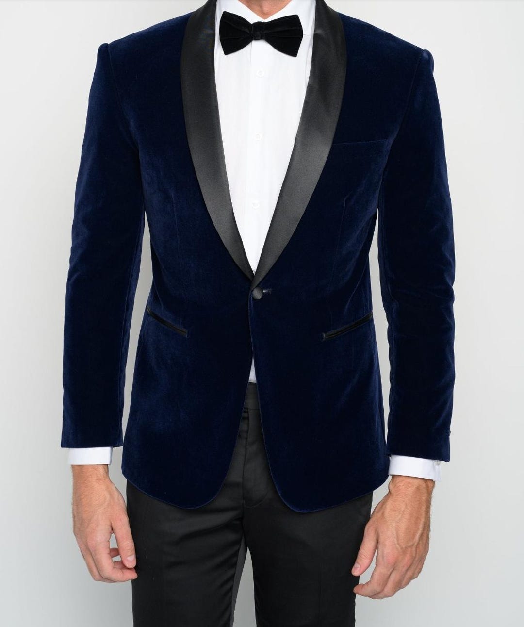 Navy Blue Velvet Tuxedo Set for Men (jacket and Bowtie) - Etsy