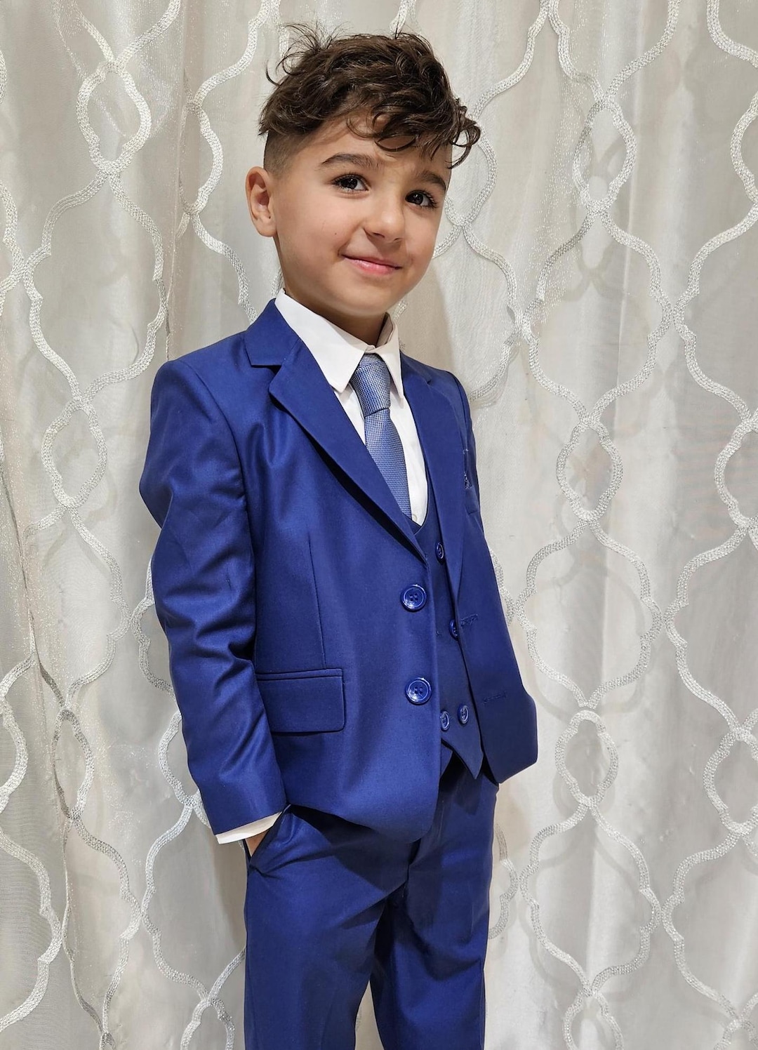 French Blue Boy's Suit: 5-piece Wedding Outfit - Etsy