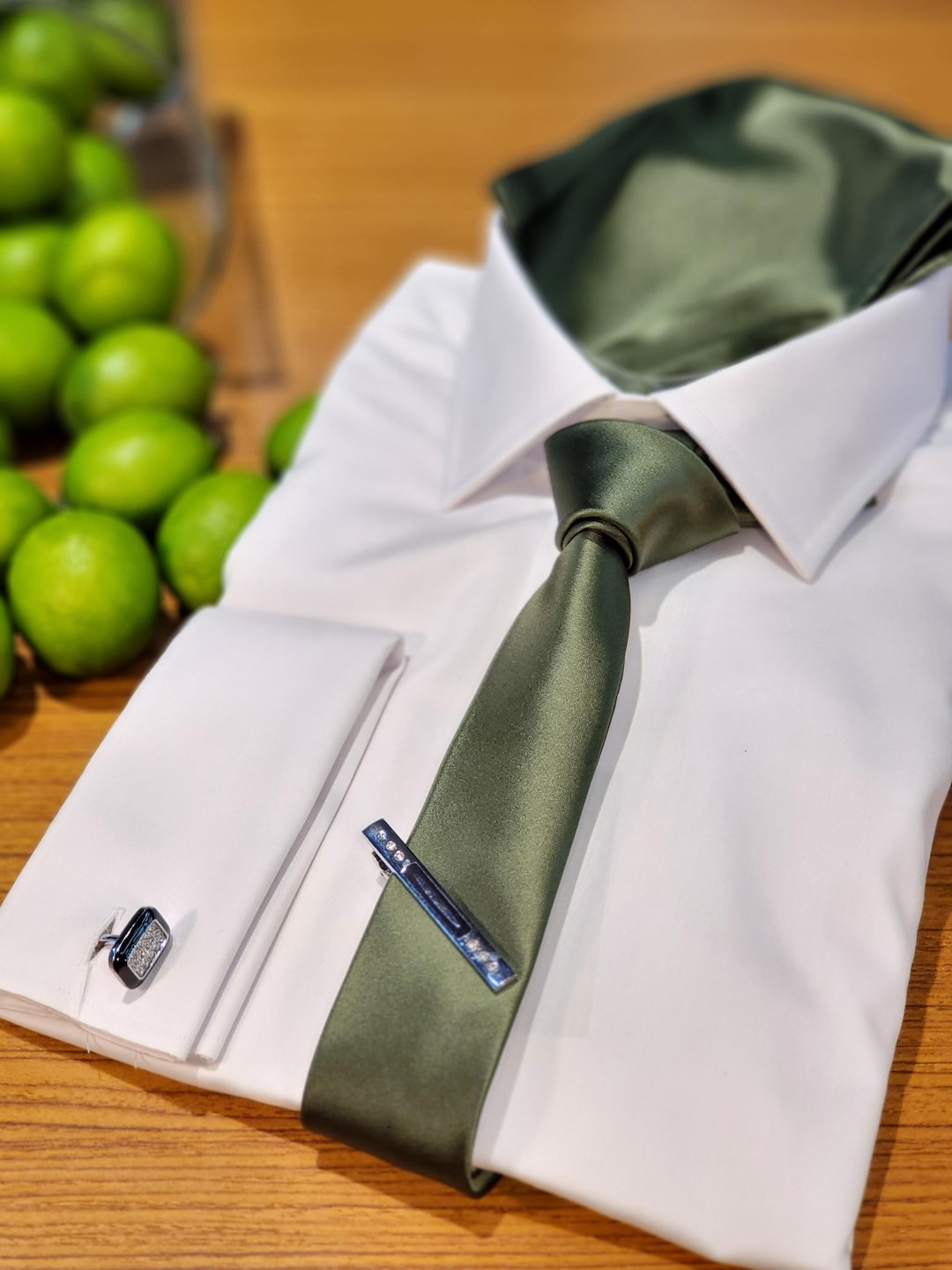 Necktie Set (olive Green ) Color for Weddings, Proms, Formal Dates ...