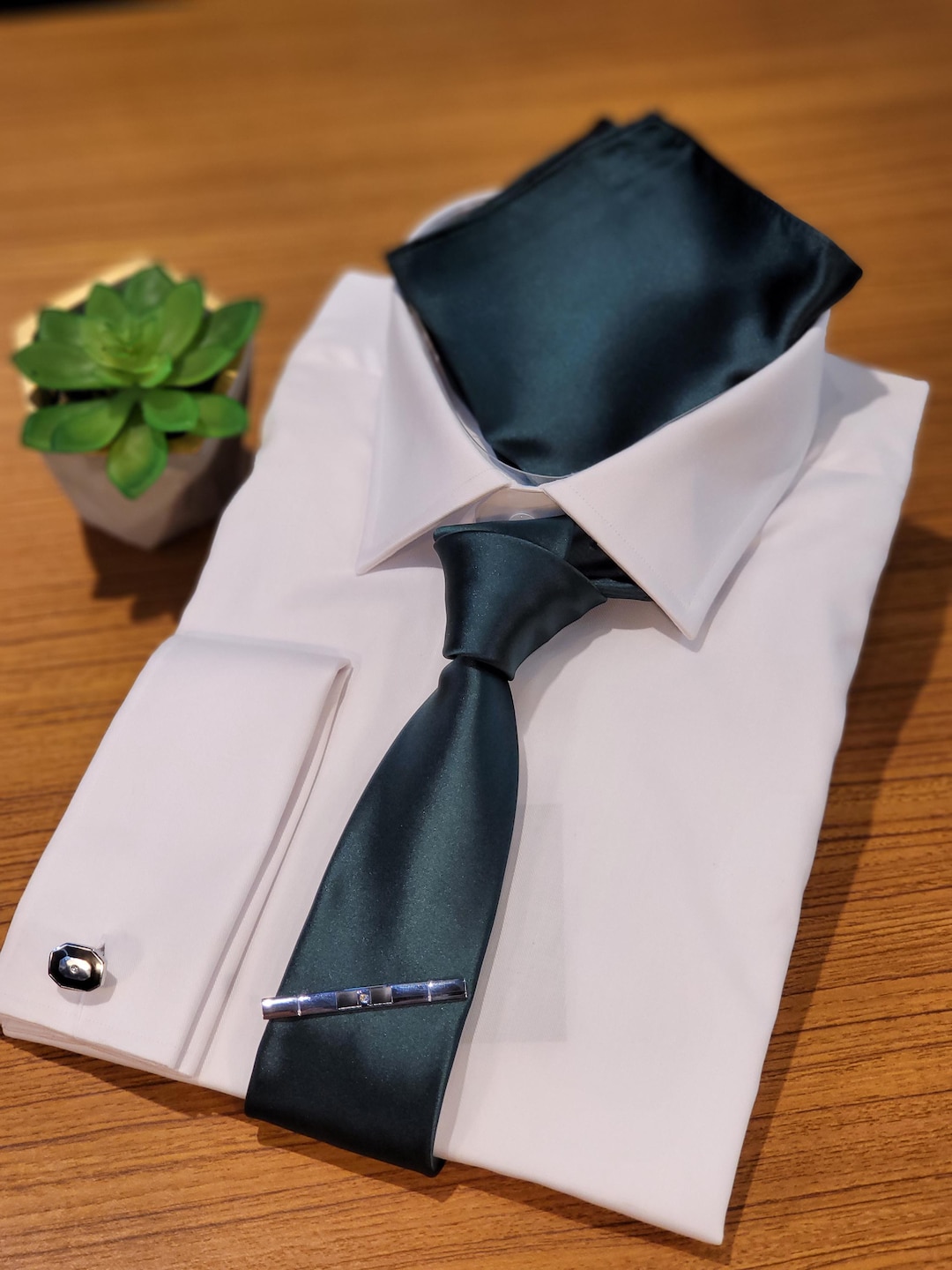 Necktie Set (hunter Green ) Color for Weddings, Proms, Formal Dates ...