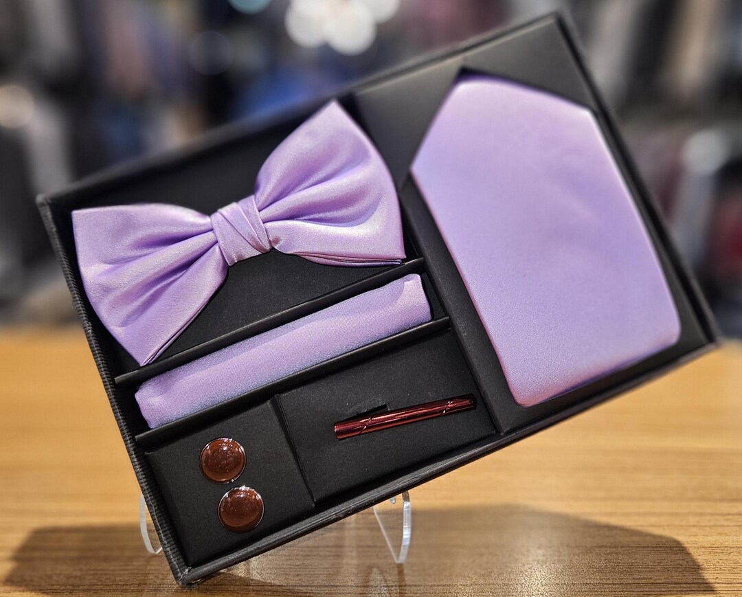 Men's Lilac Formal Accessories Gift Box: Necktie, Bow Tie, Cufflinks - Etsy