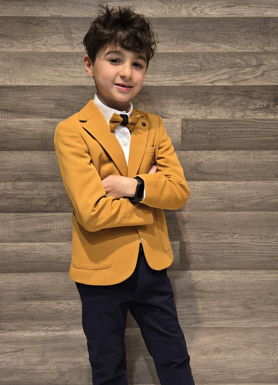 Boy's Mustard Sport Suit: 4-piece Set With Bow Tie - Etsy