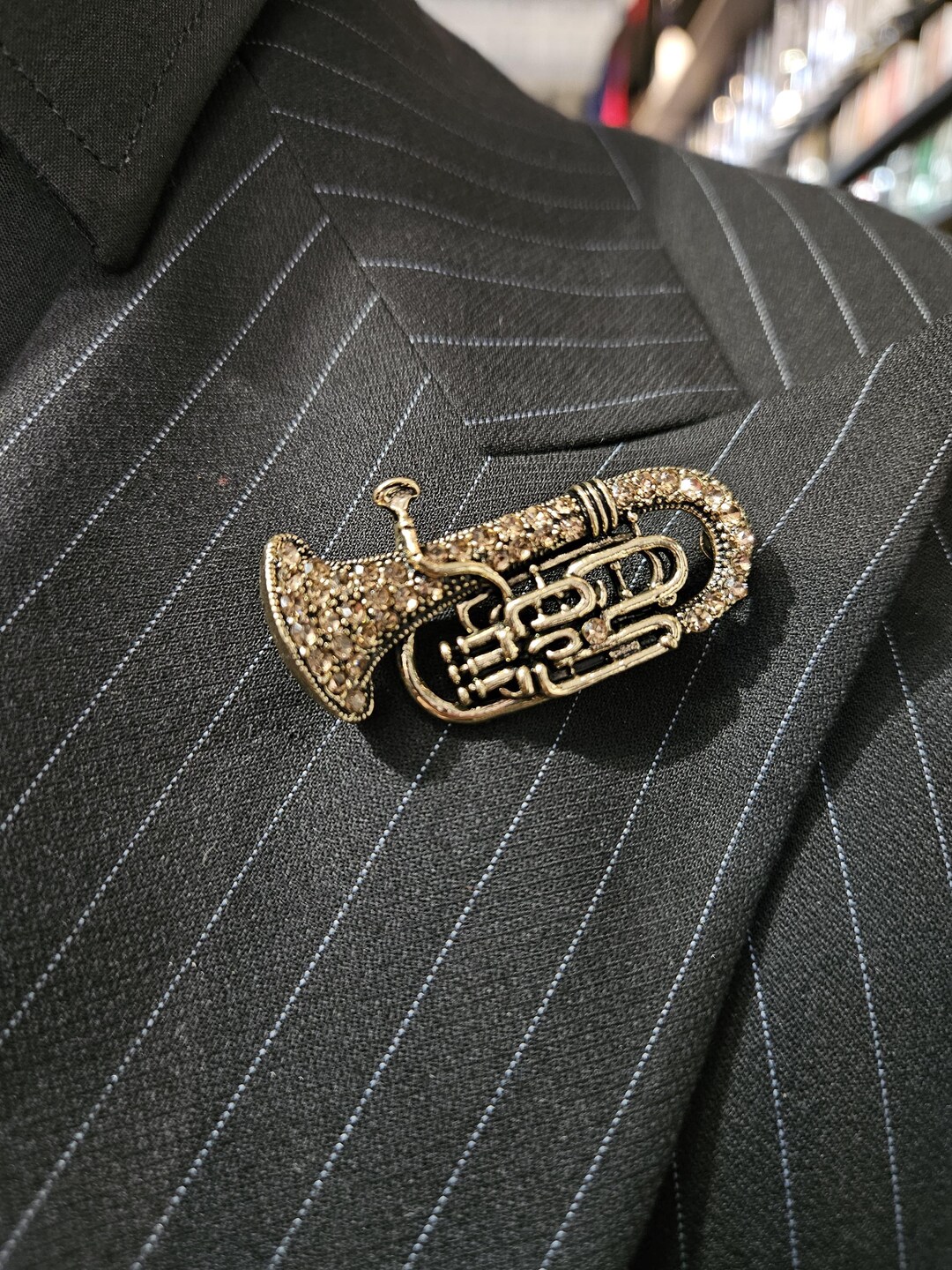 Brooch Lapel Pin - Gold Trumpet (formal Accessories for Weddings, Prom ...