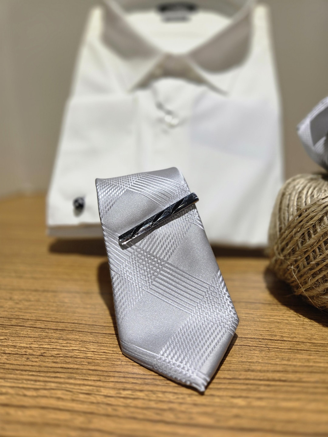 Necktie Set Texture (silver ) for Weddings, Proms, Formal Dates ...