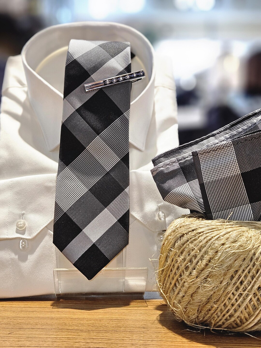 Necktie Set Texture black and Grey for Weddings, Proms, Formal Dates ...