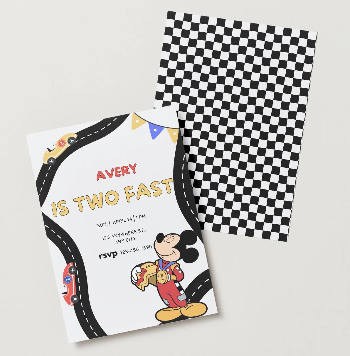 TWO Fast Mickey Mouse Birthday Party Digital Invitation - Etsy