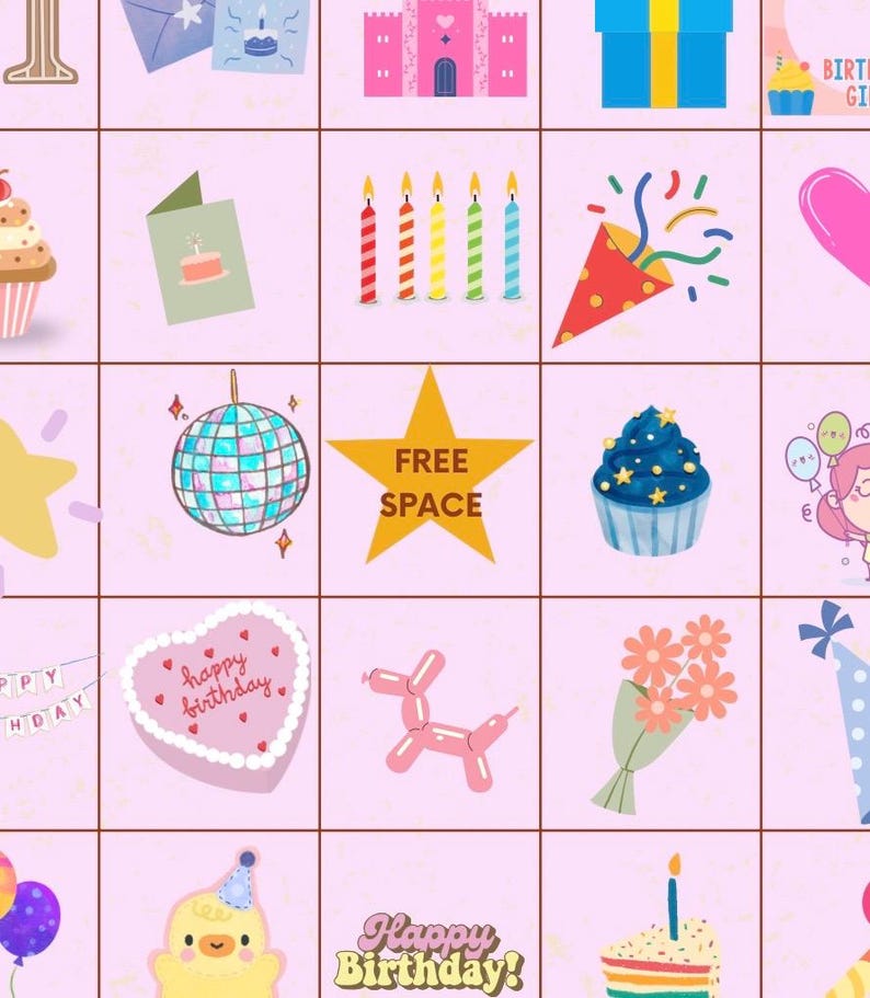 Birthday Bingo Printable Template - Etsy