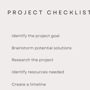 Project Checklist Template Printable - Etsy