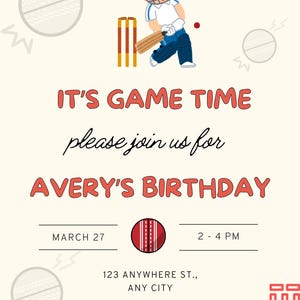Cricket Birthday Invitation Template Printable - Etsy