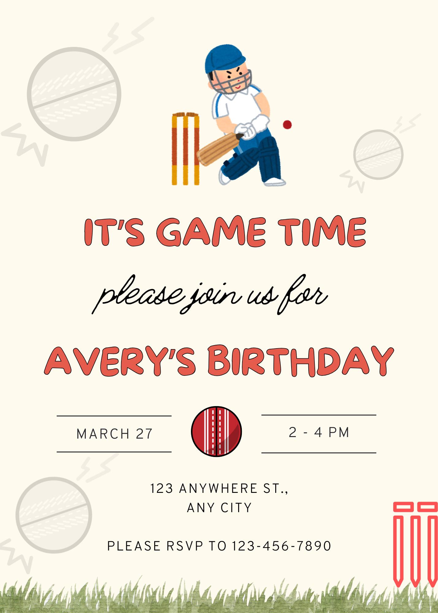 Cricket Birthday Invitation Template Printable - Etsy