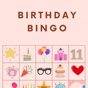 Birthday Bingo Printable Template - Etsy