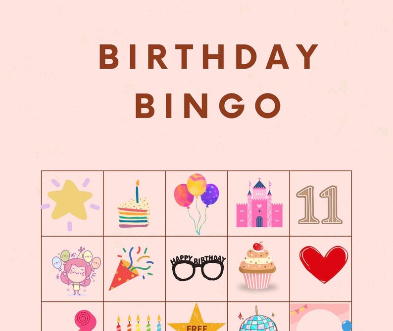 Birthday Bingo Printable Template - Etsy