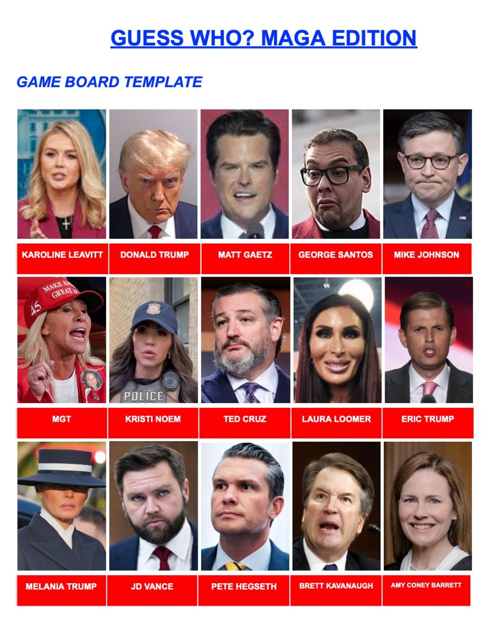 Guess Who? MAGA Edition (cards Only) - Etsy