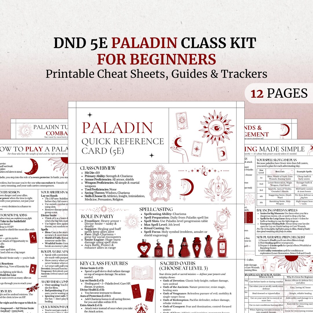 DND Paladin Cheat Sheet & Quick Reference | 5e Class Guide, Spell and ...