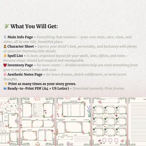 Druid Dnd Character Sheet – Printable 5e Journal PDF | Aesthetic ...