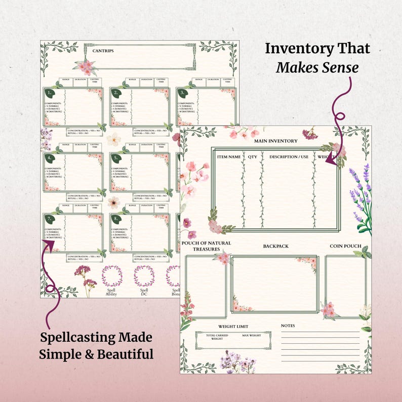 Druid Dnd Character Sheet – Printable 5e Journal PDF | Aesthetic ...