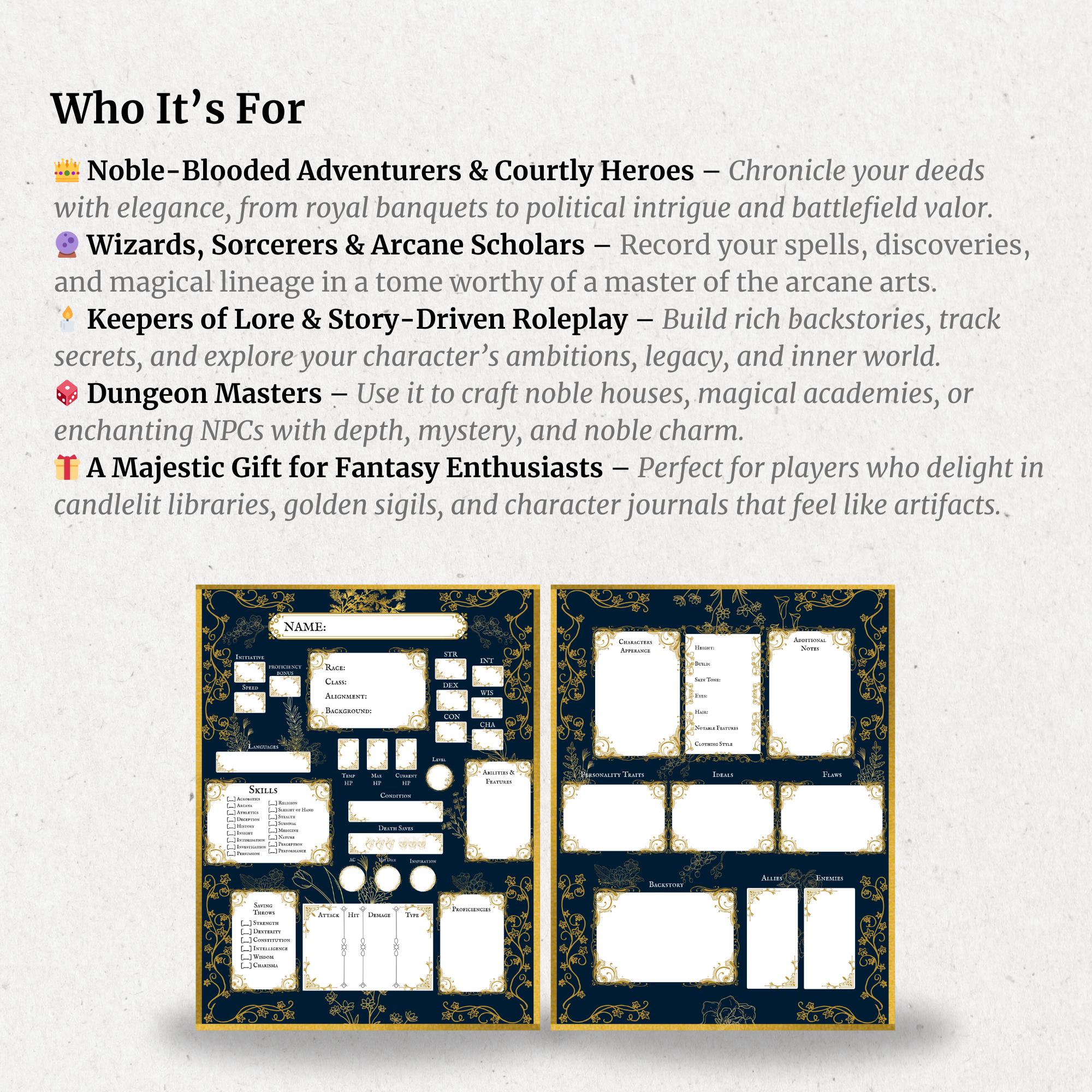 DND Character Sheet Printable | 5e Spell Sheet Journal PDF | Luxury Dnd ...