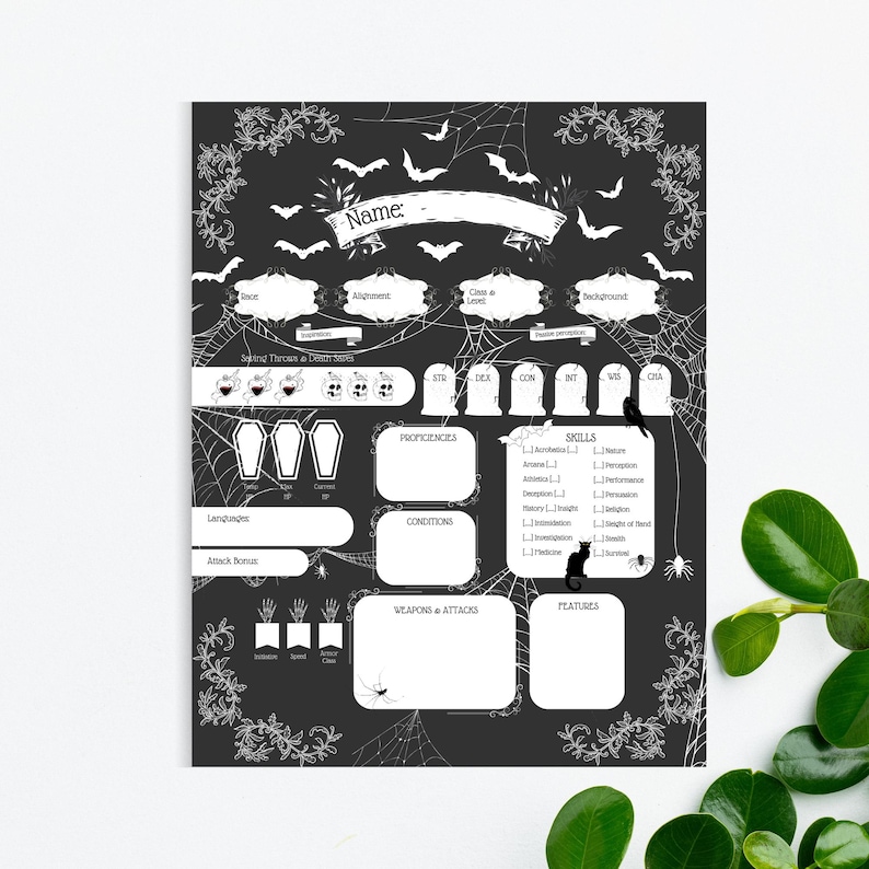 Gothic Dnd 5e Character Sheet: Warlock Vampire TTRPG Journal (PDF ...