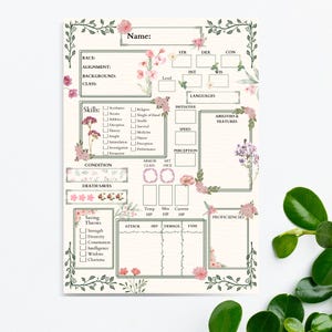 Druid Dnd Character Sheet – Printable 5e Journal PDF | Aesthetic ...