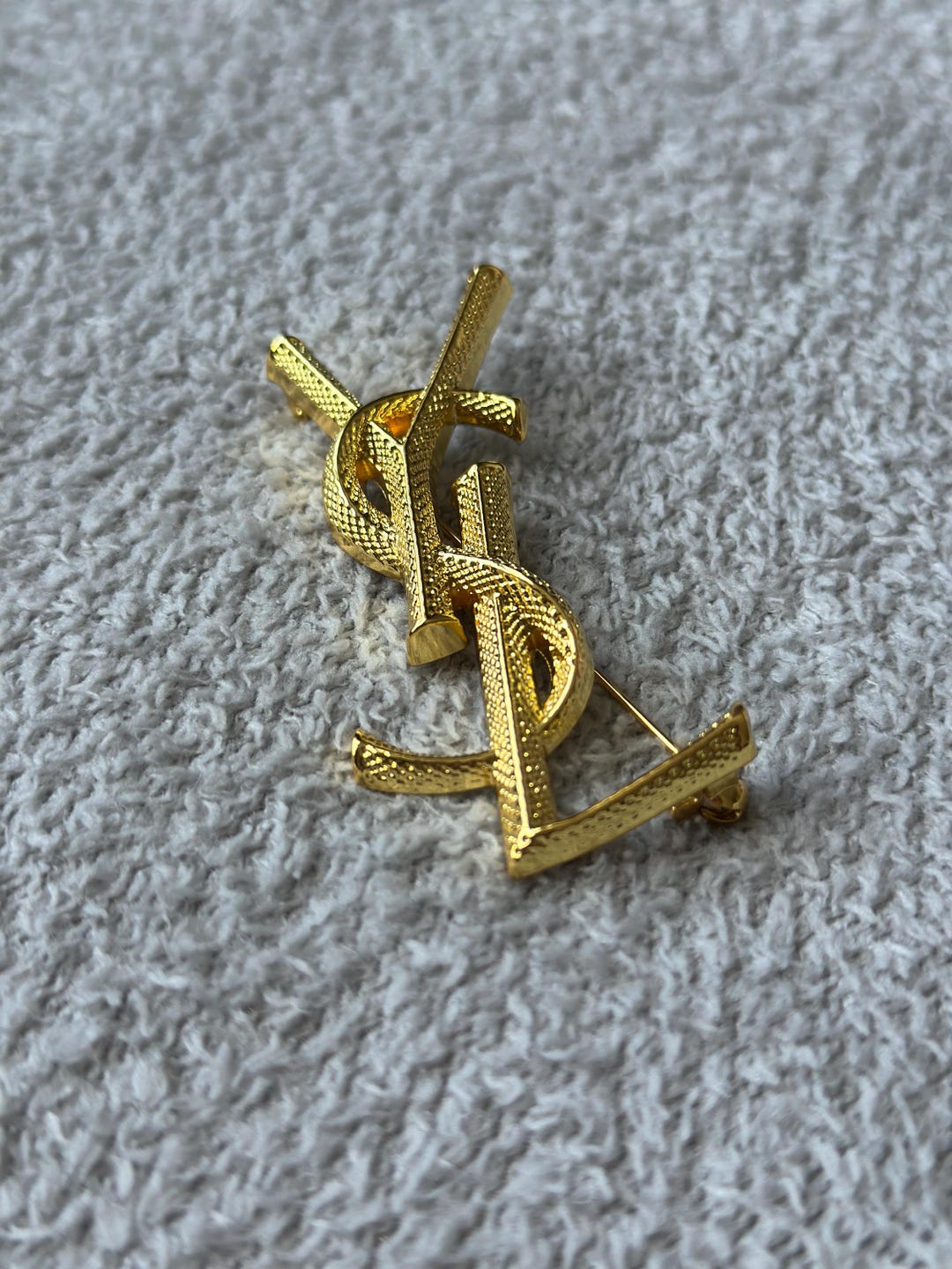 Yves Saint Laurent VTG YSL Vintage Triangle Golden Brooch Pin Gold ...