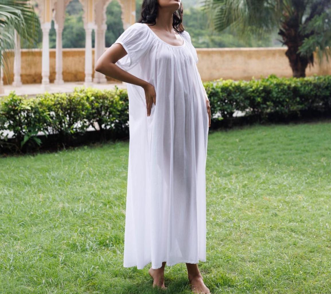 Organic Cotton Voile Nightgown: Handmade White Sleepwear - Etsy