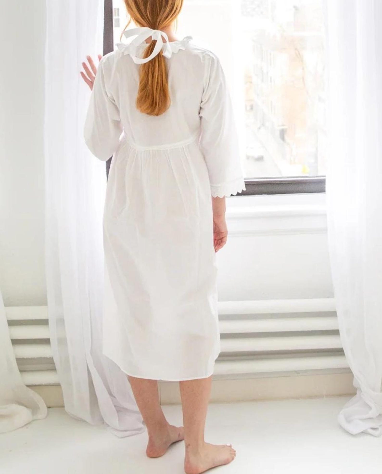 White Cotton Nightgown: Vintage Inspired Lace Trimmed Sleepwear - Etsy
