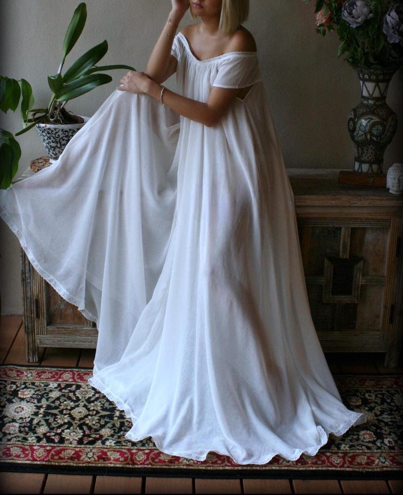 White Cotton Nightgown, Cap Sleeve, Jane Austen Style - Etsy