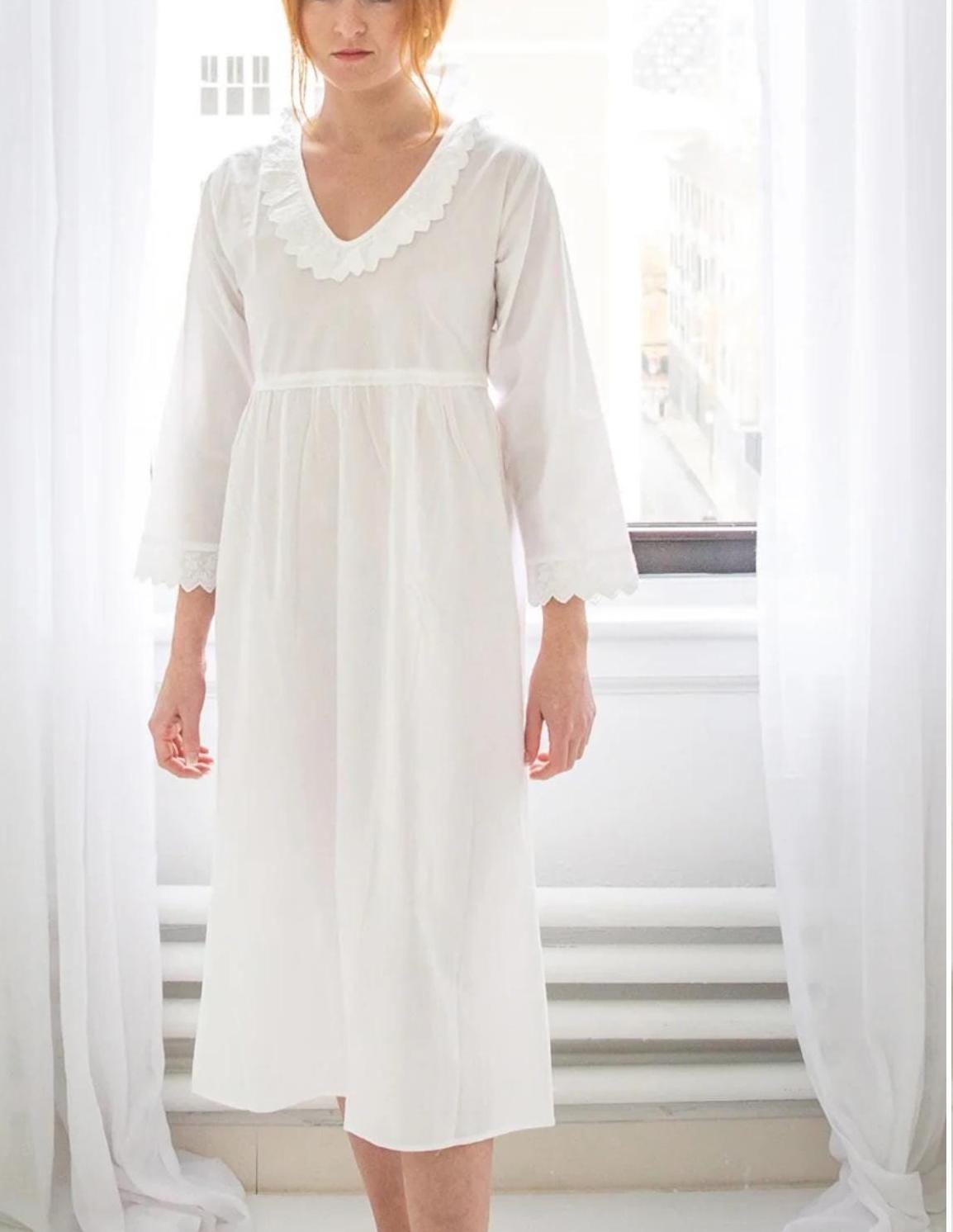 White Cotton Nightgown: Vintage Inspired Lace Trimmed Sleepwear - Etsy