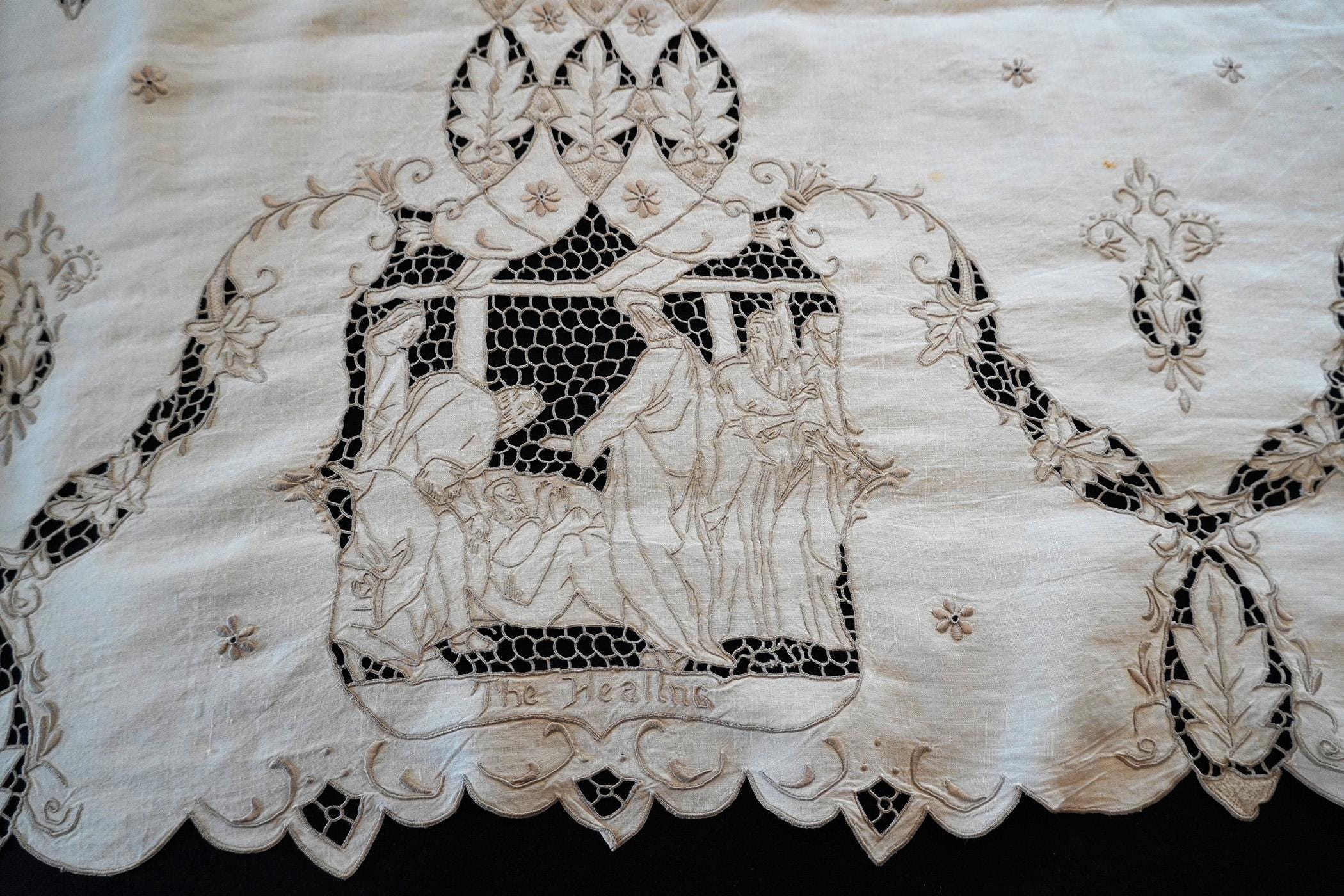 Jesus and Last Supper-scenes From Life; Hand Embroidered Tablecloth ...