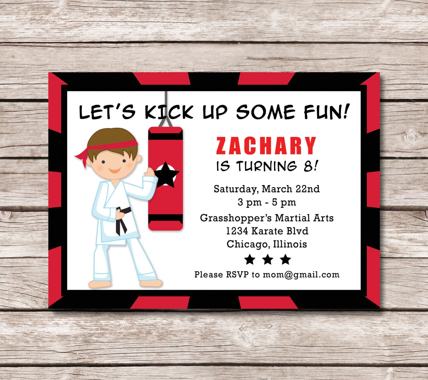 Karate Birthday Invitation DIGITAL FILE Choose Kid on Invite - Etsy
