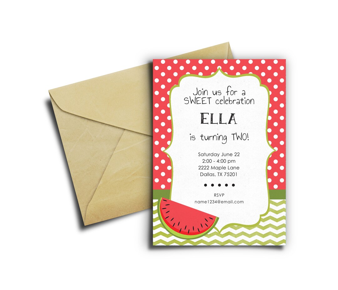 Watermelon Party Invitation Digital File - Etsy