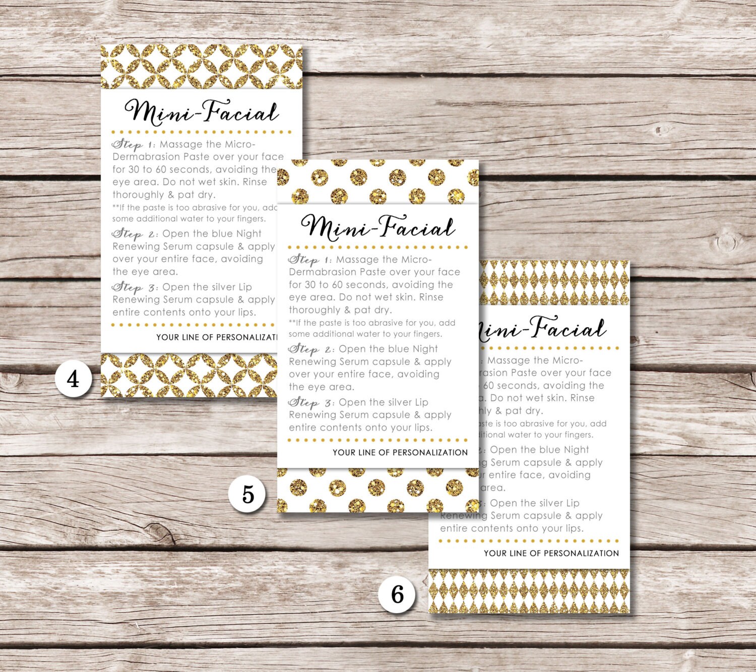 Glitter Gold Mini Facial Cards DIGITAL FILE - Etsy