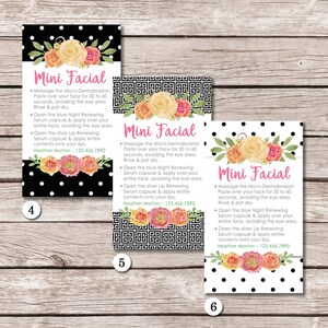 Black White Watercolor Flower Mini Facial Card DIGITAL - Etsy
