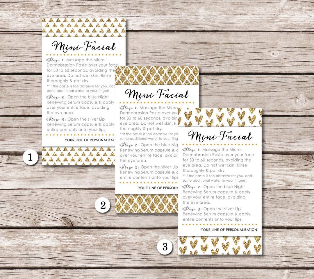 Glitter Gold Mini Facial Cards DIGITAL FILE - Etsy
