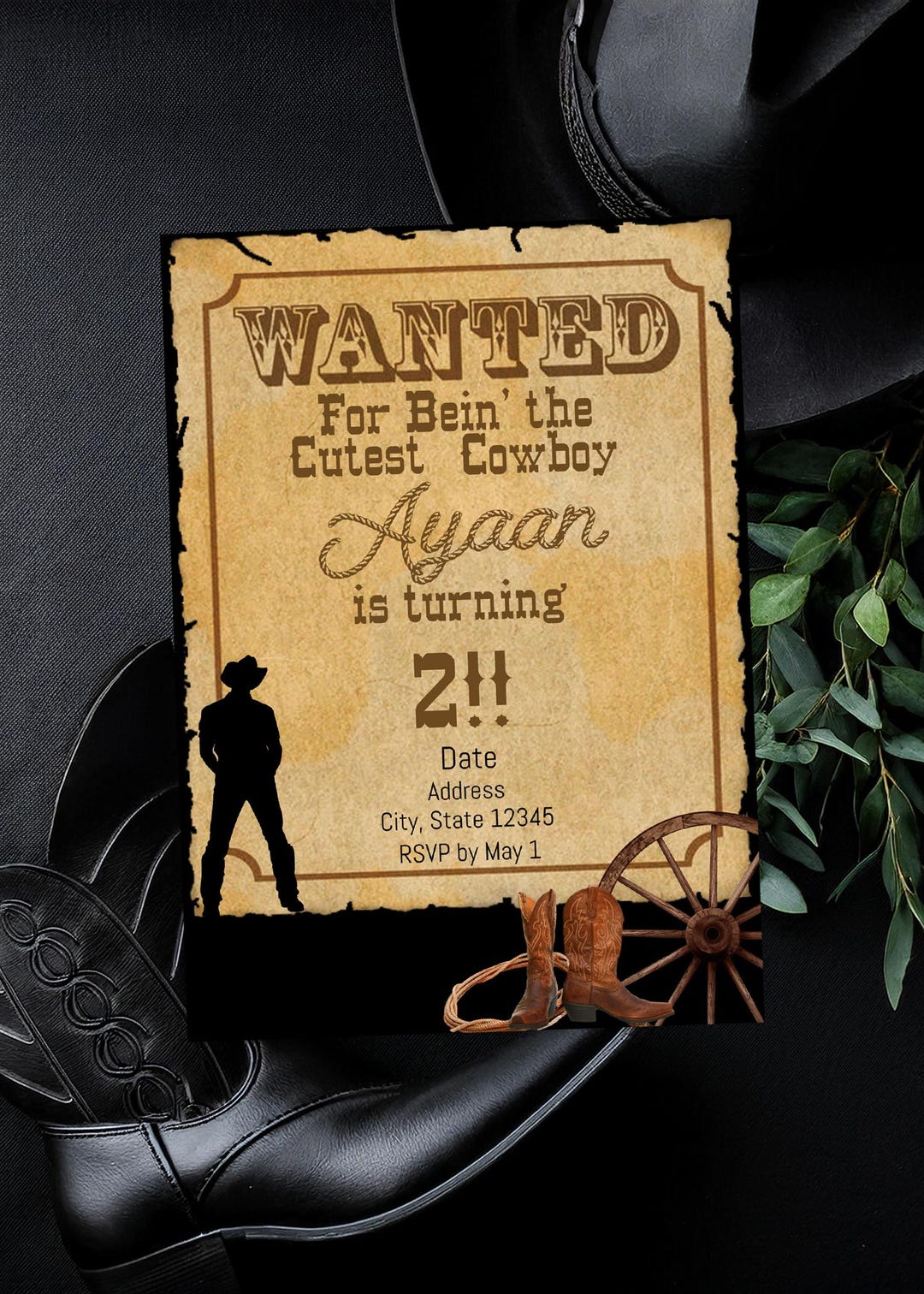 Western Wanted Poster Birthday Invitation: Cowboy Cowgirl Theme ...