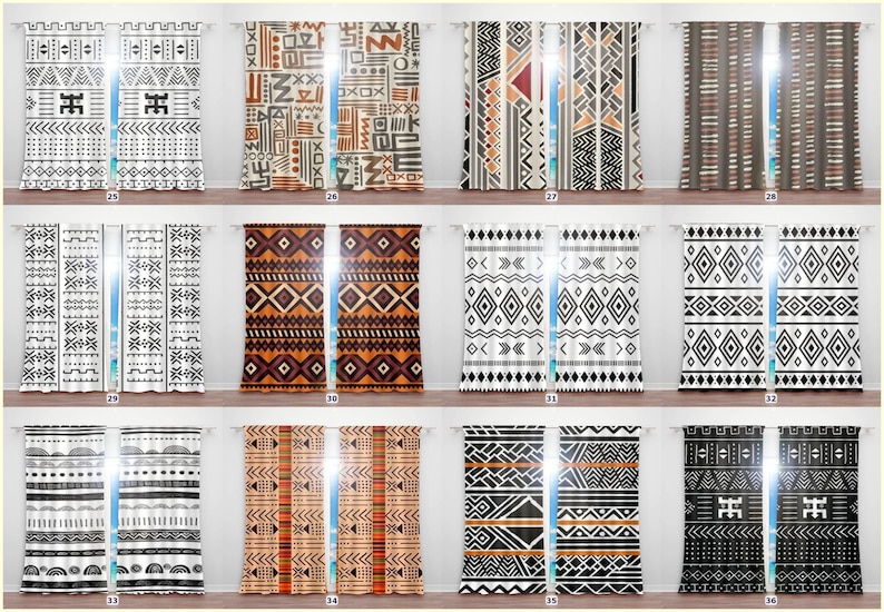 Mudcloth Style Curtains African Ethnic Tribal Window Curtain | Etsy