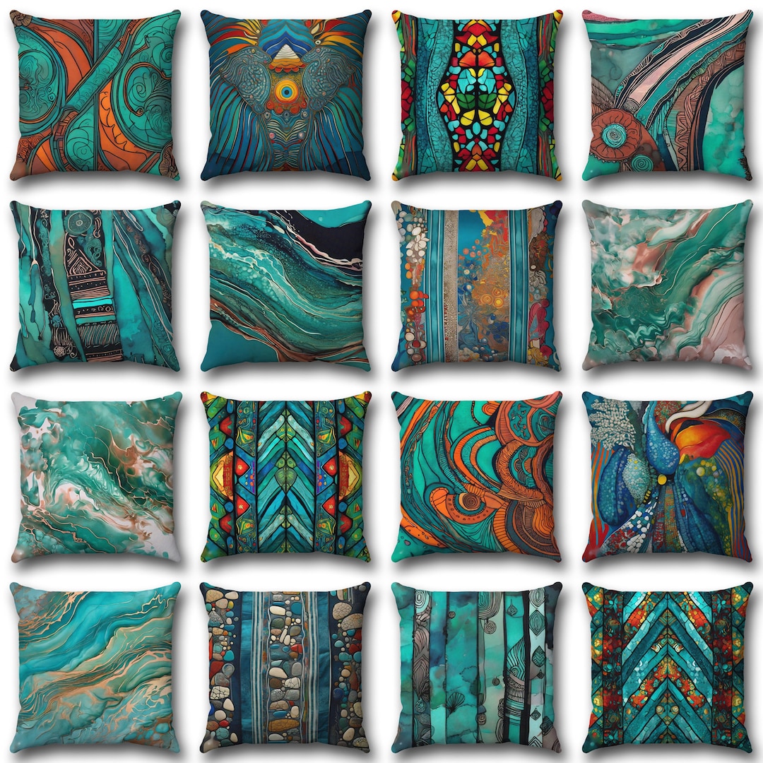 Teal Cushions, Turquoise Throw Pillow Cover, Teal Couch Pillowcase ...